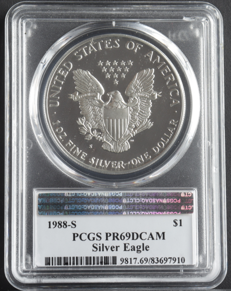 1988-S American Silver Eagle $1 One Dollar Coin - Lenticular Waving ...