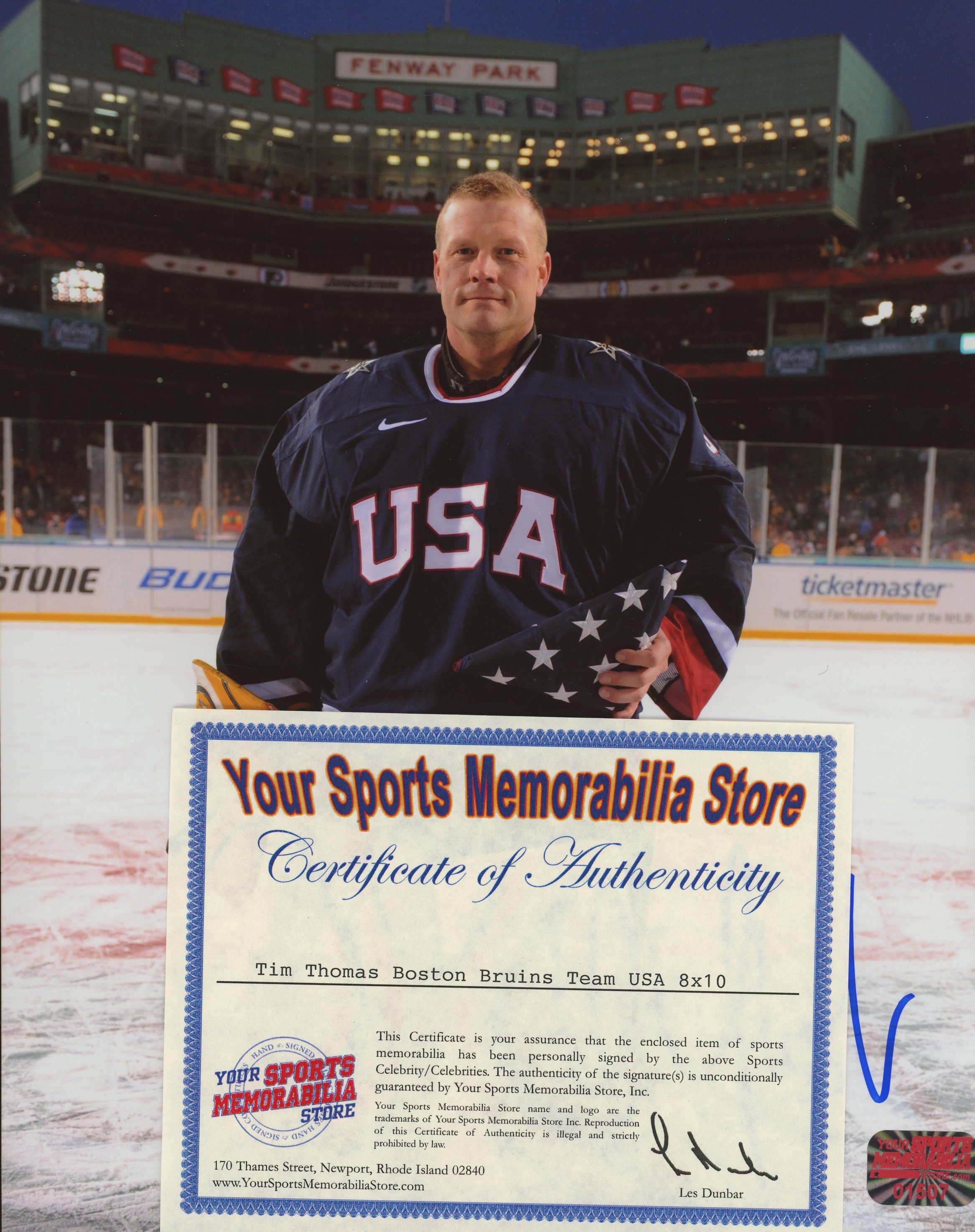Tim Thomas Signed Team USA 8x10 Photo (Your Sports Memorabilia Store ...