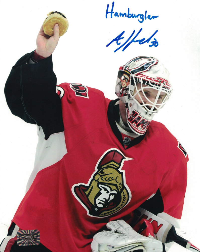 Andrew Hammond Signed Senators 8x10 Photo Inscribed "Hamburglar ...