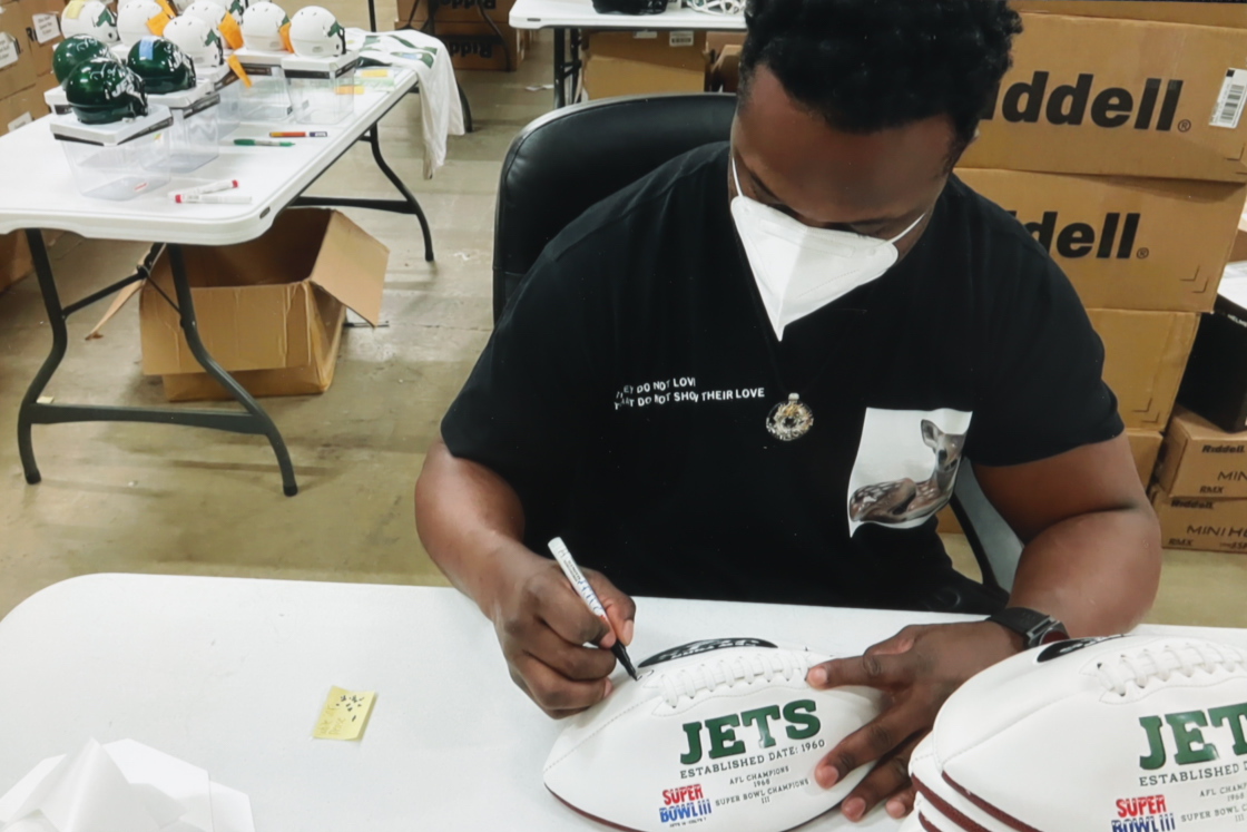 Bart Scott Signed Jets Logo Football Inscribed "Can't Wait" (Radtke ...