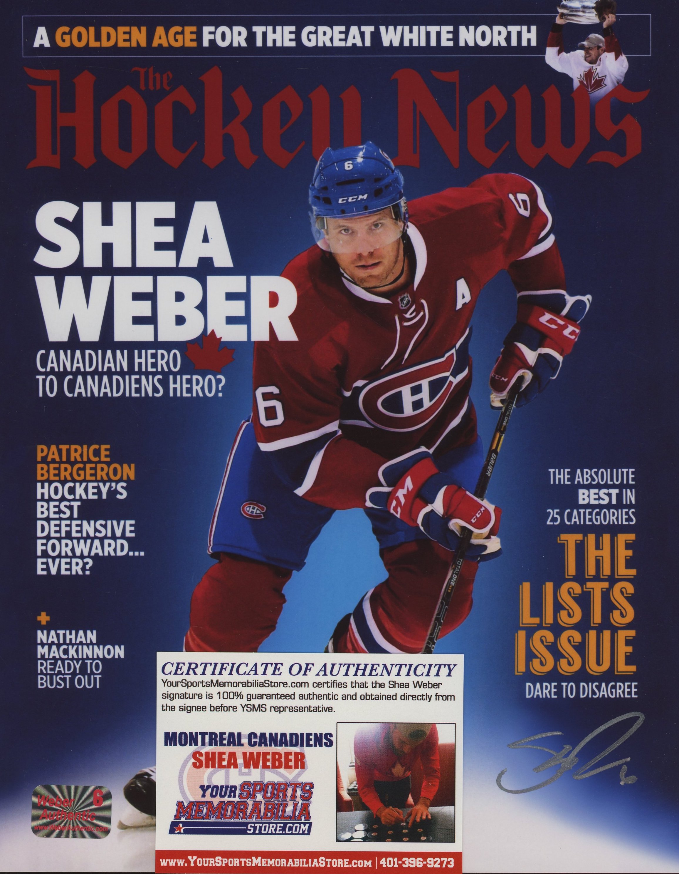 Shea Weber Signed Canadiens 8x10 Photo (Weber COA) | Pristine Auction