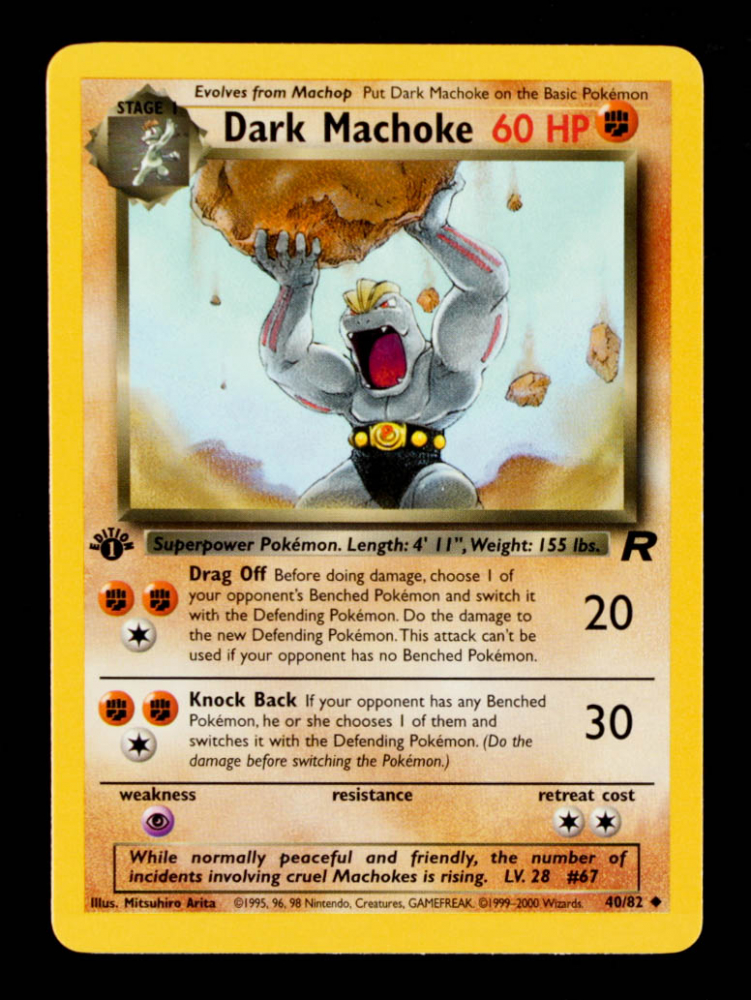 Dark Machoke 1999 Pokemon Team Rocket Uncommon 1st Edition #40 ...