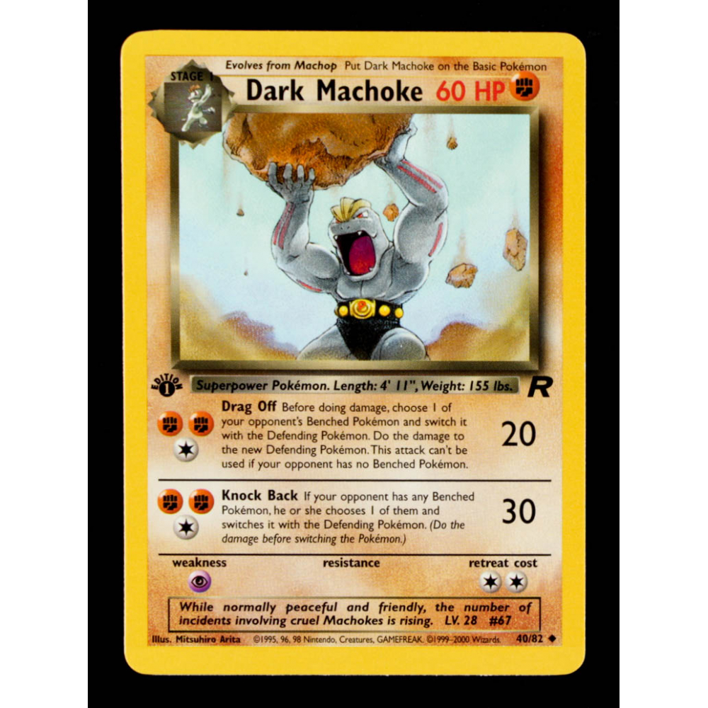 Dark Machoke 1999 Pokemon Team Rocket Uncommon 1st Edition #40 ...
