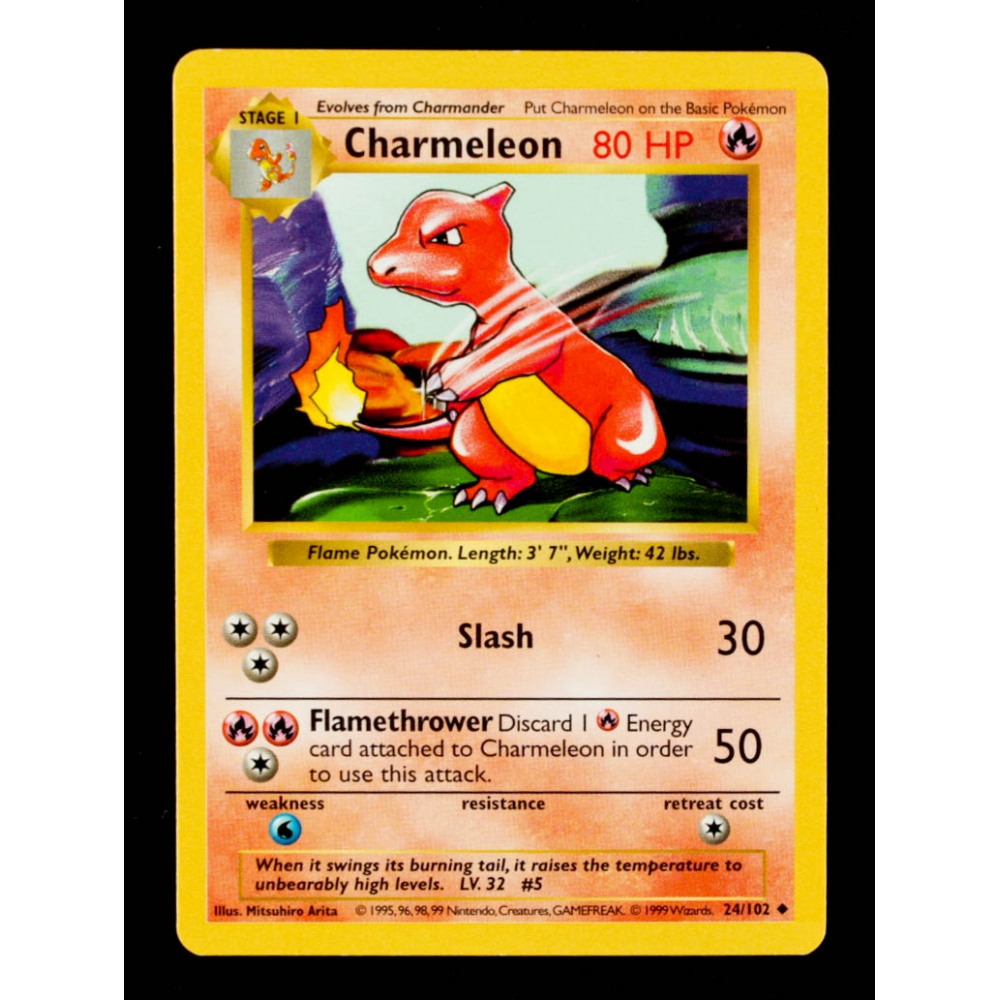Charmeleon 1999 Pokemon Base Set Uncommon #24 Shadowless | Pristine Auction