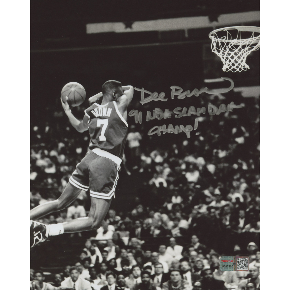 Dee Brown Signed Celtics 8x10 Photo Inscribed "91 NBA Slam Dunk Champ ...