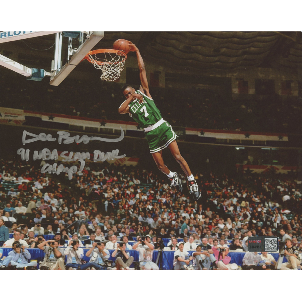 Dee Brown Signed Celtics 8x10 Photo Inscribed "91 NBA Slam Dunk Champ ...