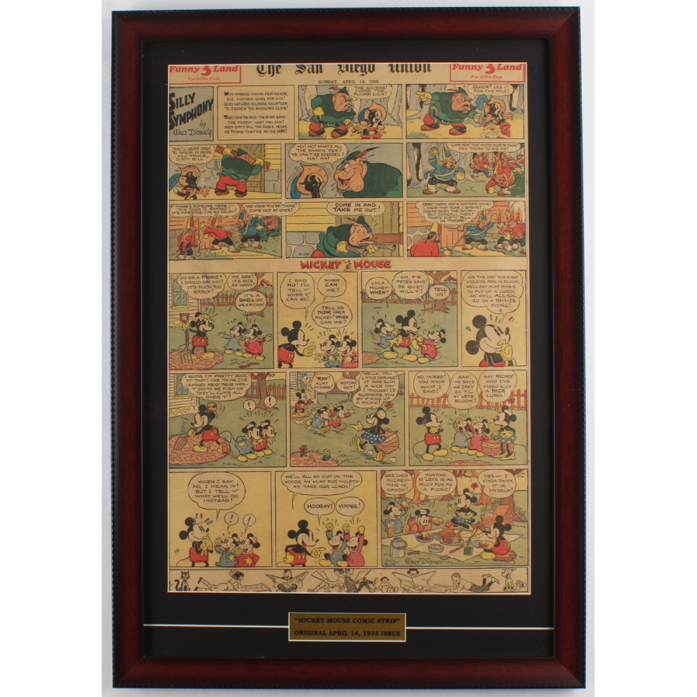1935 Original Disney "Silly Symphony" Comic Strip 18x26 Custom Framed ...