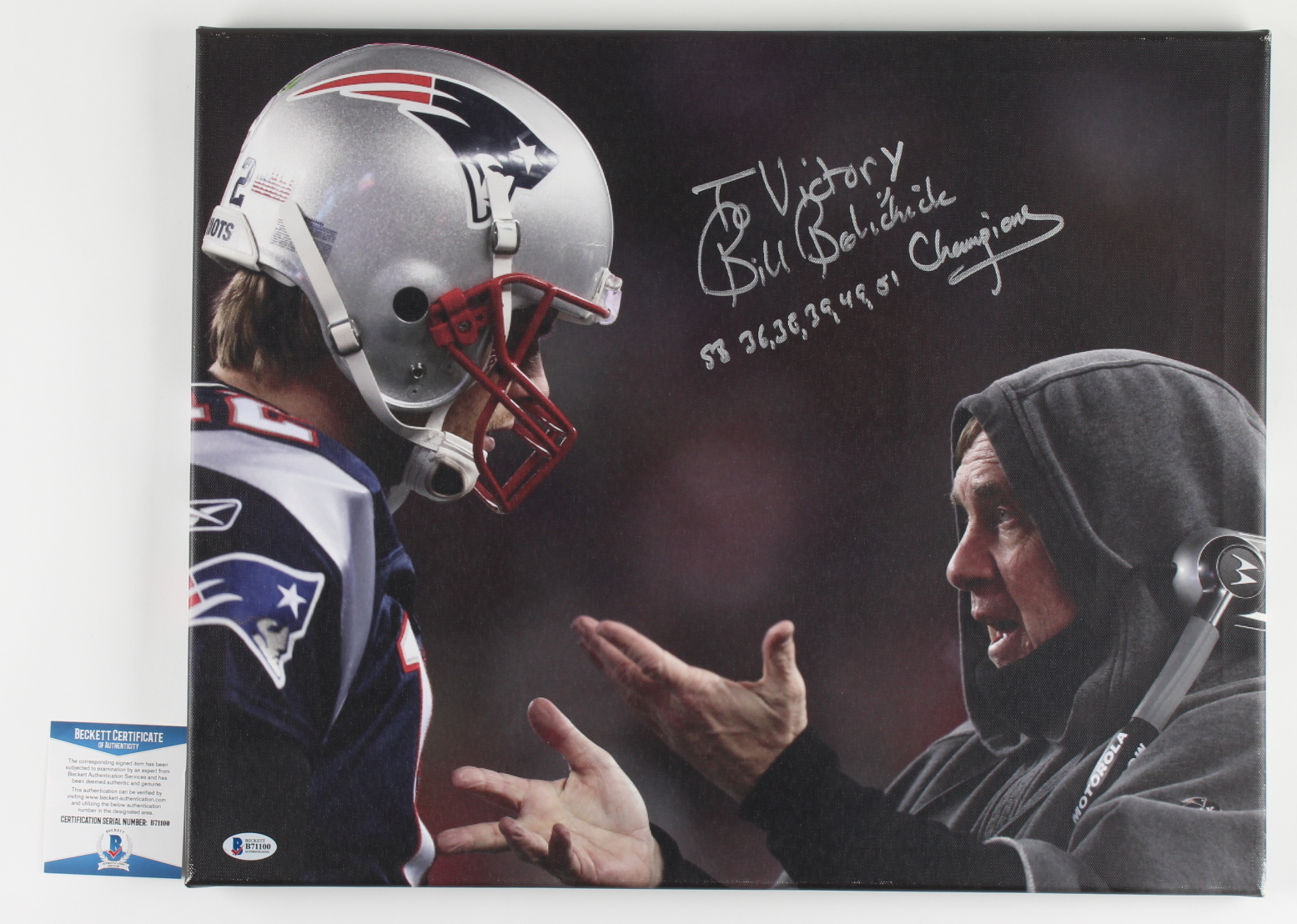 Bill Belichick Signed Patriots 16x20 Photo on Canvas Inscribed "SB 36 ...