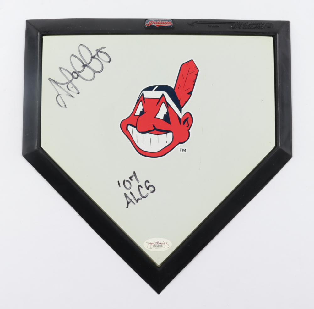 Aaron Laffey Signed Indians Logo Mini Home Plate Inscribed "'07 ALCS ...