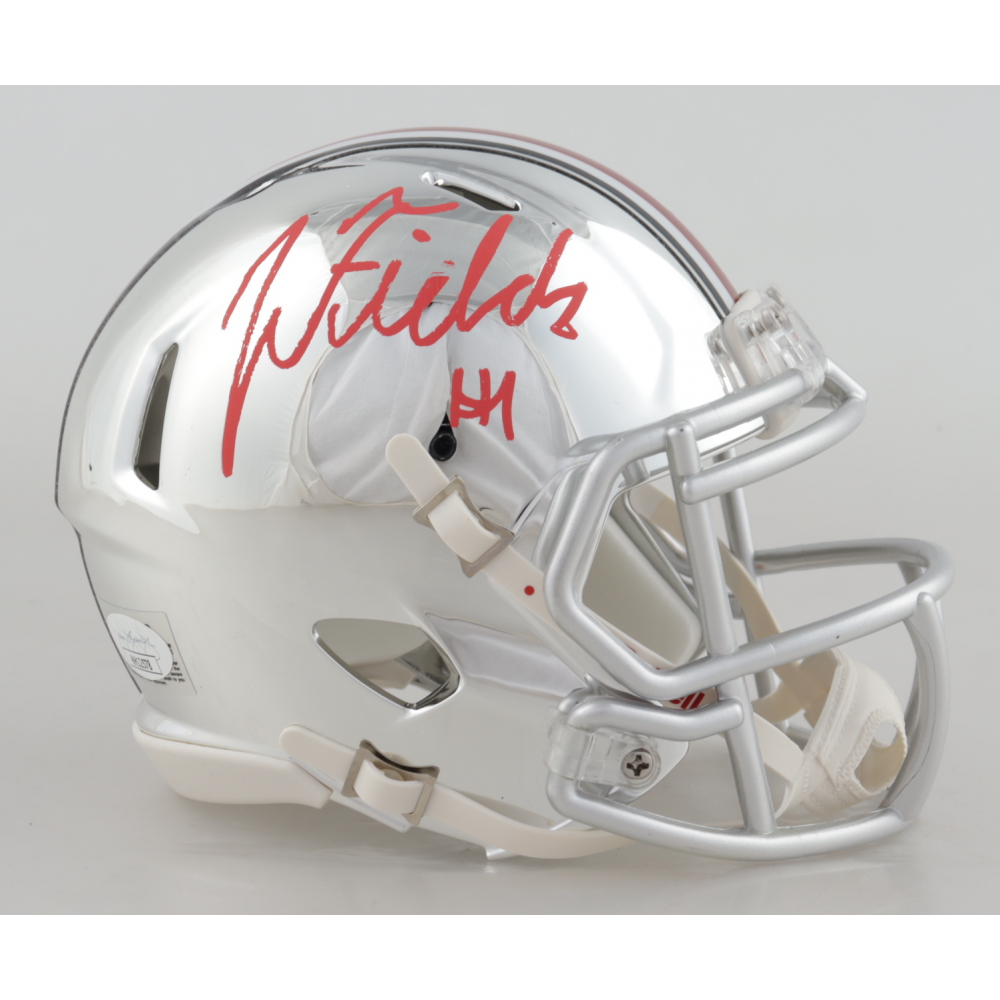 Justin Fields Signed Ohio State Buckeyes Chrome Speed Mini Helmet (JSA ...