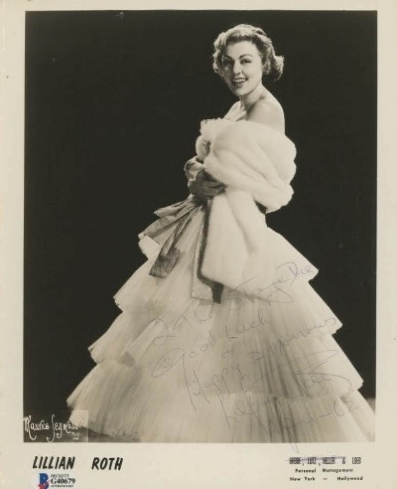 Lillian Roth Signed 8x10 Photo with Multiple Inscriptions (Beckett COA ...