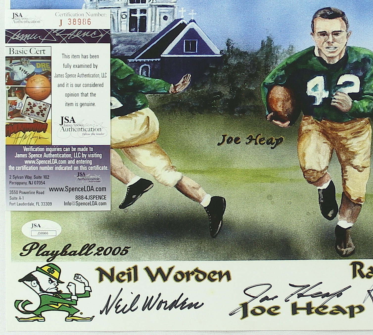1953 Notre Dame Football LE 12x18 Lithograph Signed by (4) with Johnny ...