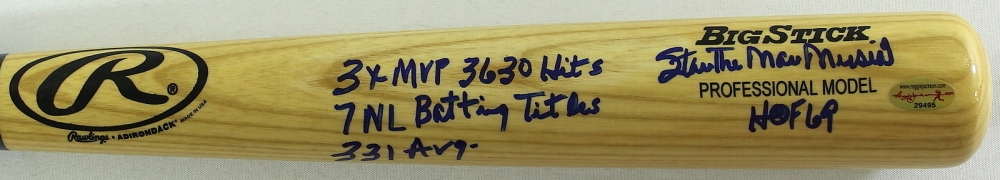 Stan Musial Signed Baseball Bat Inscribed "The Man", "HOF 69", "3x MVP ...