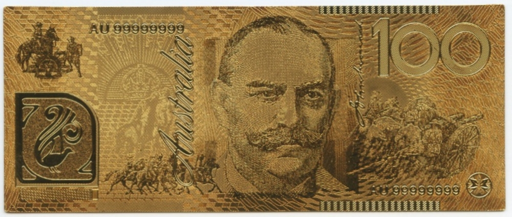 24K Gold Limited Edition Australian "Aussie" $100 Banknote Bill ...