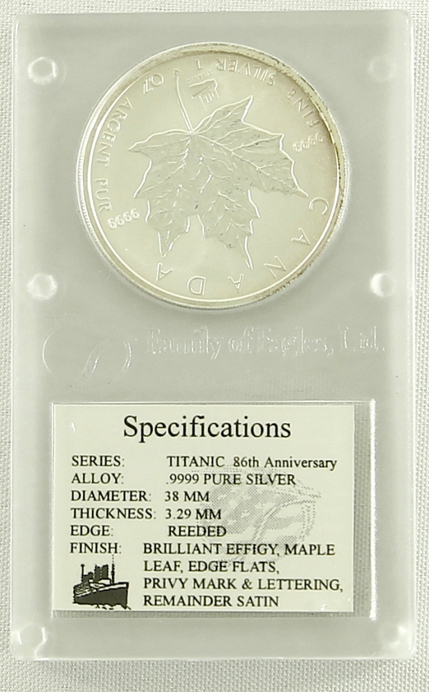 .9999 Pure Silver Titanic Commemorative 86th Year Anniversary Coin ...