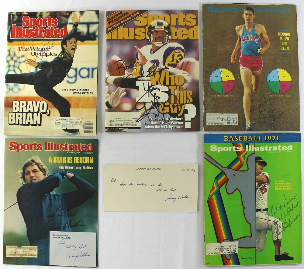 Lot of (5) Signed Sports Illustrated Magazines with Kurt Warner, Boog ...