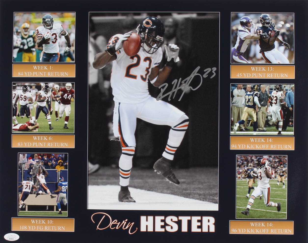 Devin Hester Signed Bears 16x20 Photo (JSA COA) | Pristine Auction