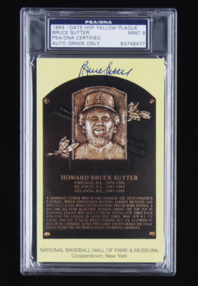 Bruce Sutter Signed Hall of Fame Plaque Postcard (PSA Encapsulated ...