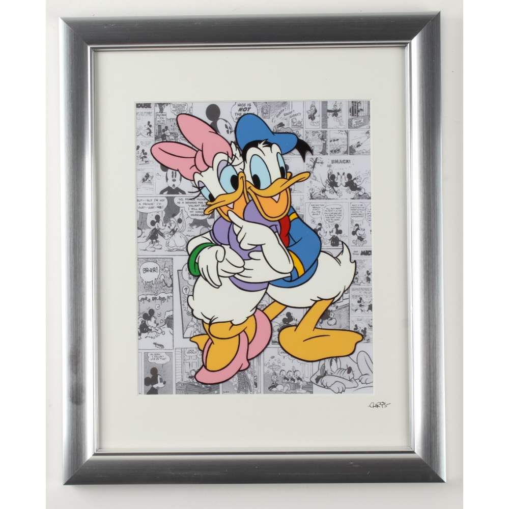 Walt Disney's "Donald Duck & Daisy Duck" 13x16 Custom Framed Hand ...