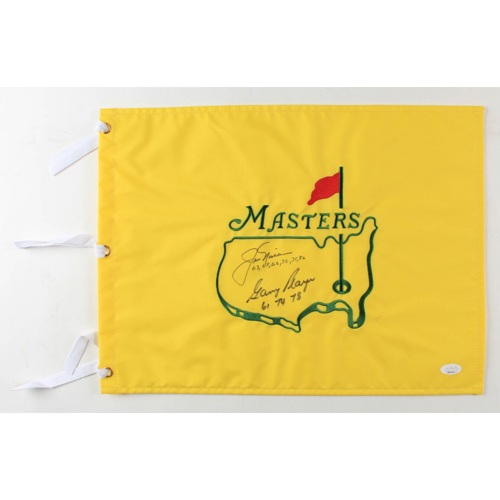 Jack Nicklaus & Gary Player Signed Masters Tournament Pin Flag ...