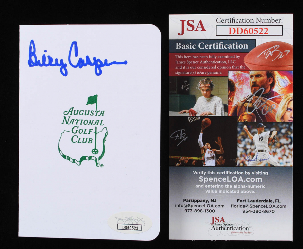 Billy Casper Signed Augusta National Golf Club Score Card (JSA COA ...