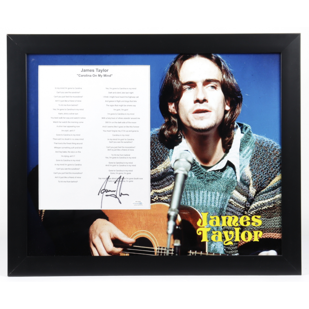 James Taylor Signed 18x22 Custom Framed Photo Display with Lyrics Sheet ...