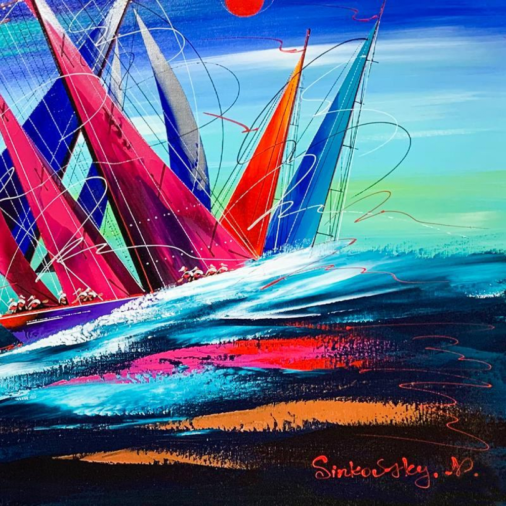 Natalia Sinkovsky Signed "Untitled" 24x48 Original Acrylic Painting on ...