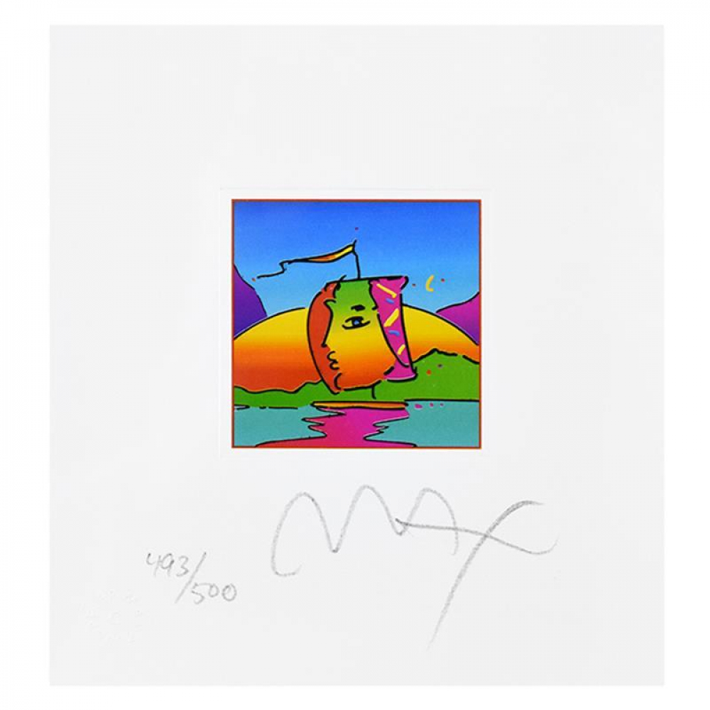 Peter Max Signed "Sail Profile" LE 20x21 Custom Framed Lithograph #493/ ...