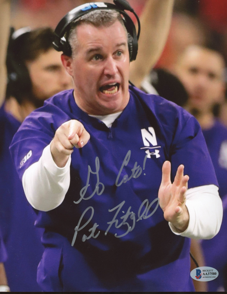 Pat Fitzgerald Signed Northwestern Wildcats 8x10 Photo Inscribed "Go ...