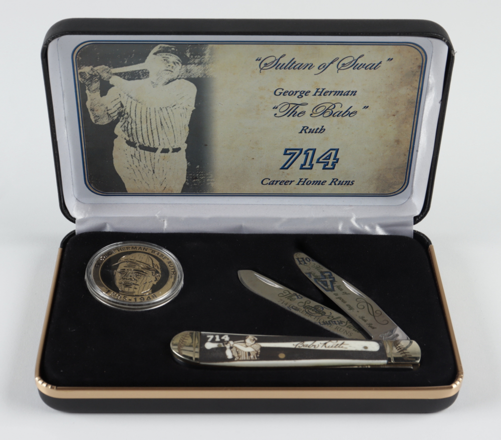 Babe Ruth Vintage "714 Career Home Runs" Pocket Knife Display with Coin ...