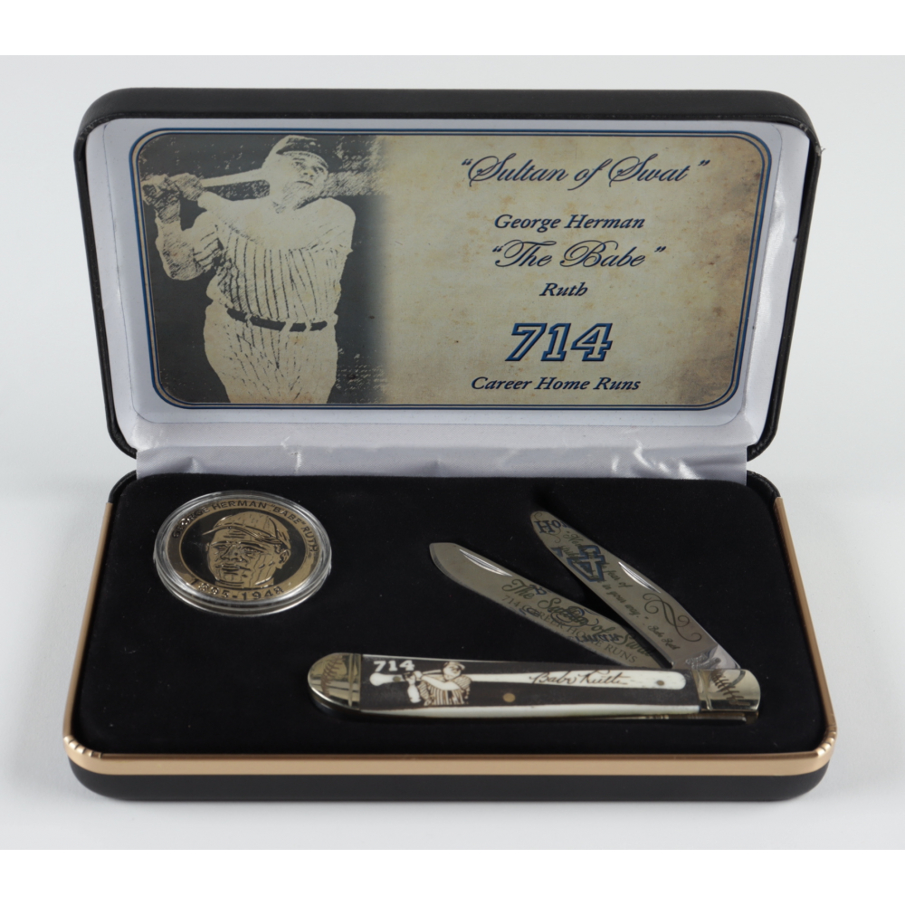 Babe Ruth Vintage "714 Career Home Runs" Pocket Knife Display with Coin ...