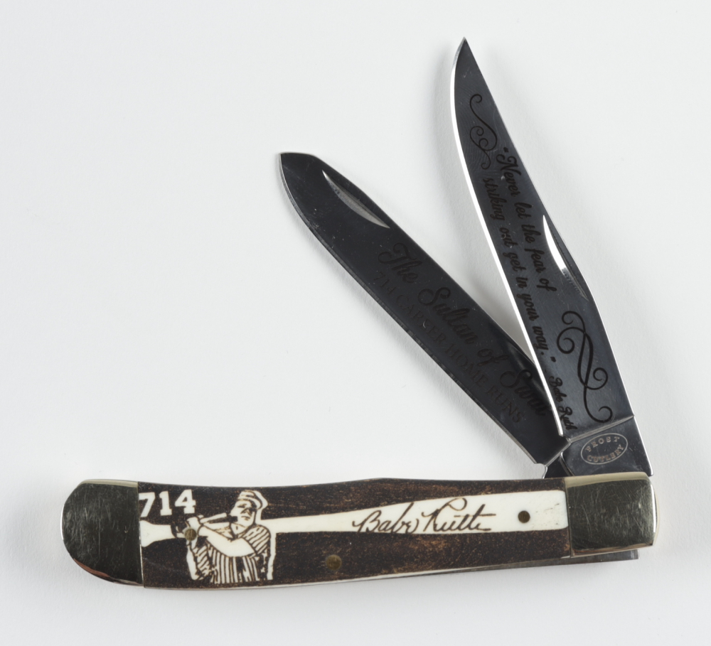 Vintage Babe Ruth "714 Career Home Runs" Pocket Knife Display with Coin ...