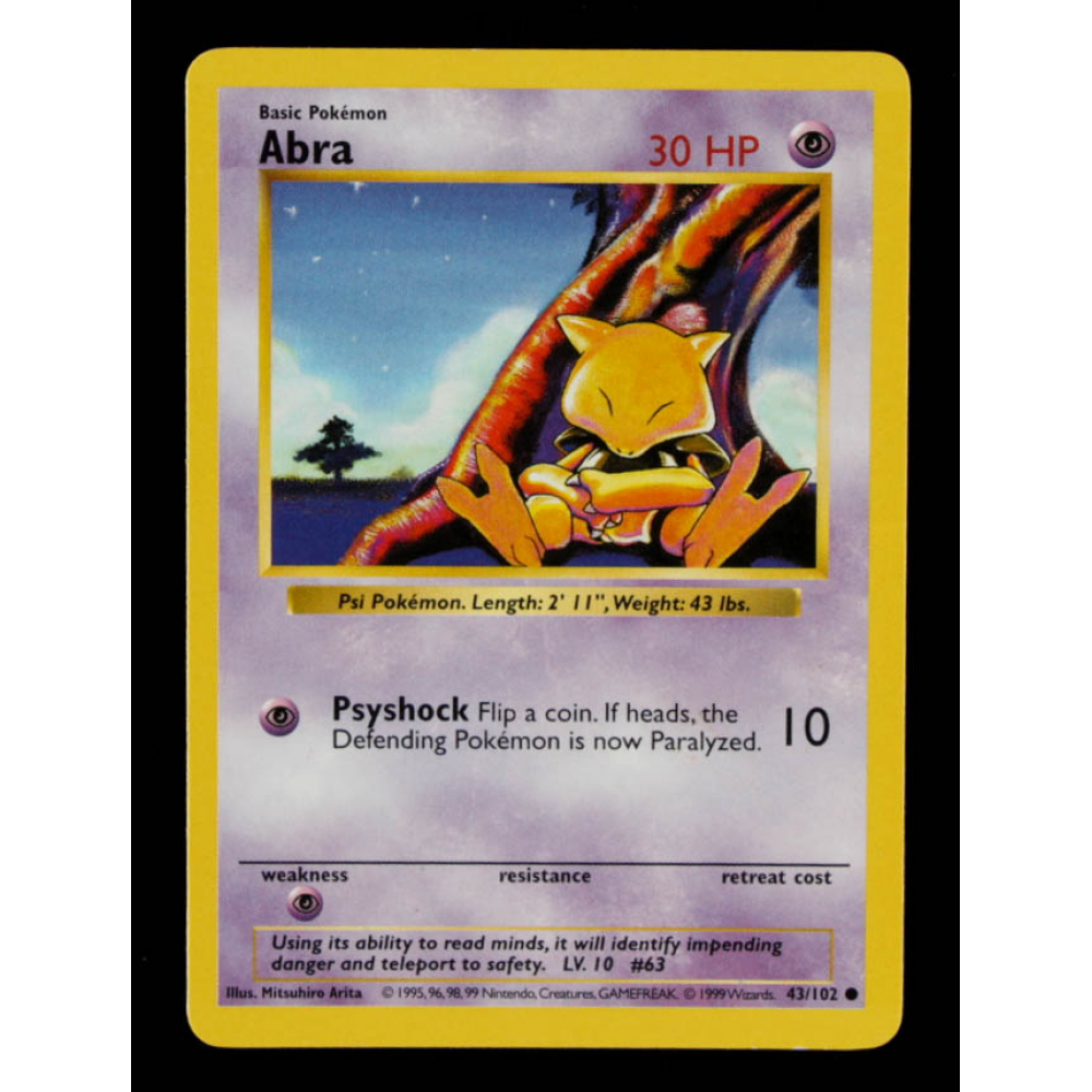 Abra 1999 Pokemon Base Set Shadowless #43 | Pristine Auction