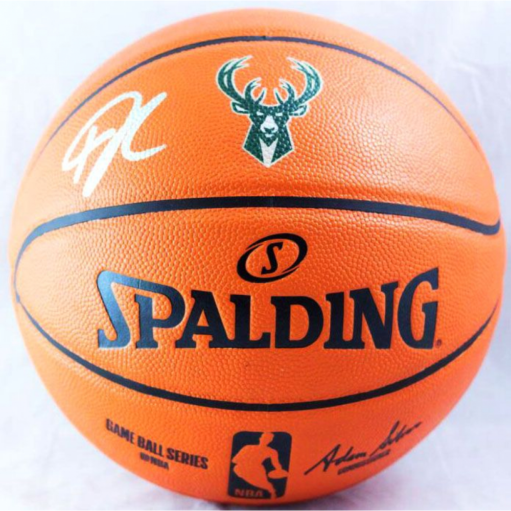 Giannis Antetokounmpo Signed Bucks Logo NBA Game Ball Series Basketball ...