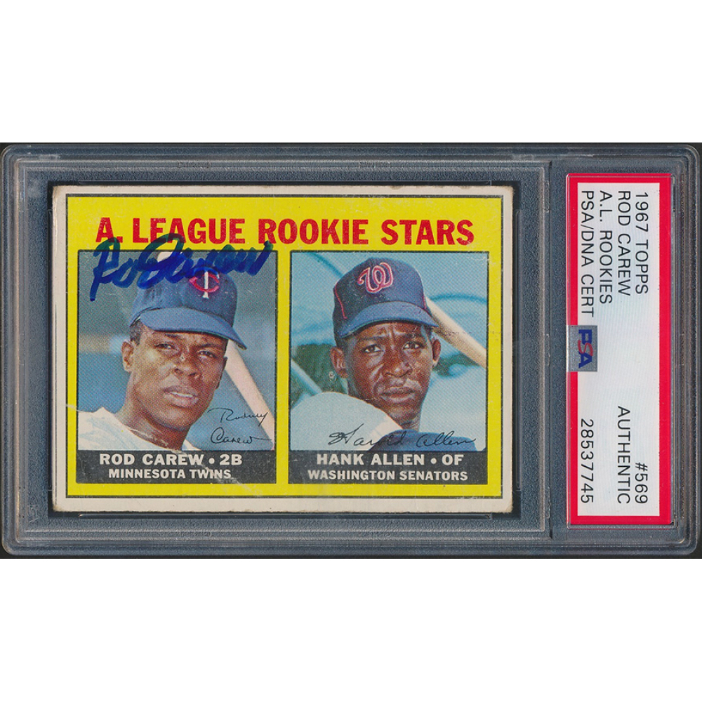 Rod Carew Signed 1967 Topps #569 Rookie Stars Rod Carew RC / Hank Allen ...