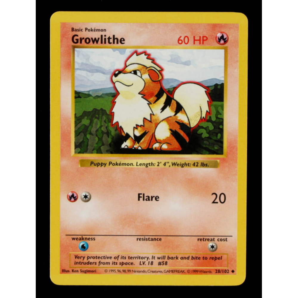 Growlithe 1999 Pokemon Base Shadowless #28 | Pristine Auction