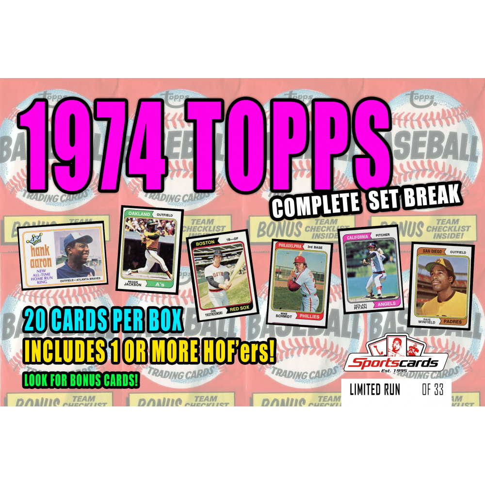 1974 TOPPS BASEBALL COMPLETE SET BREAK MYSTERY BOX– 20 CARDS PER BOX ...
