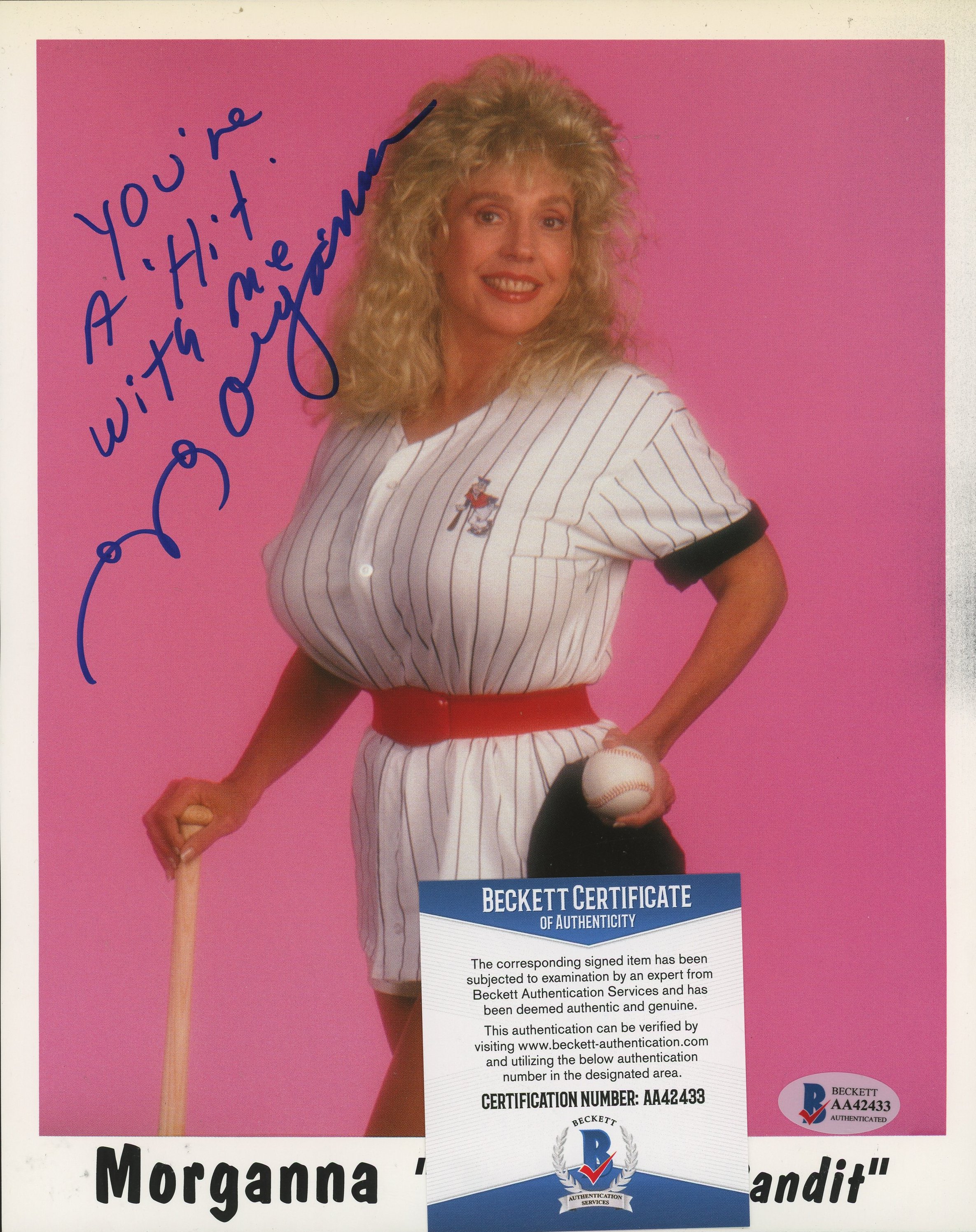 Morganna The Kissing Bandit Signed 8x10 Photo Inscribed "You're A Hit ...