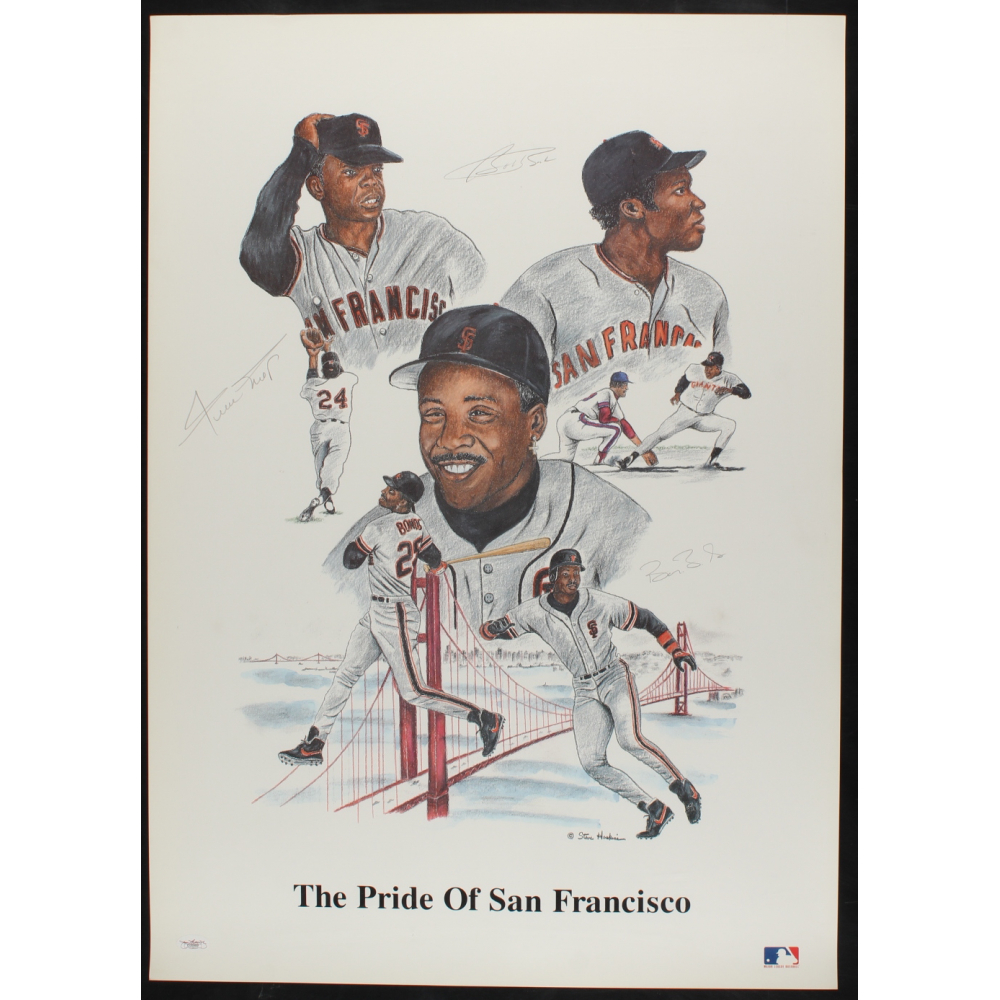Willie Mays, Barry Bonds & Bobby Bonds Signed Giants 20x28 Lithograph ...
