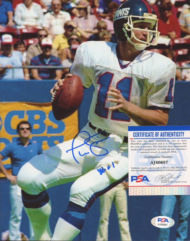 Phil Simms Signed Giants 8x10 Photo (PSA COA) | Pristine Auction