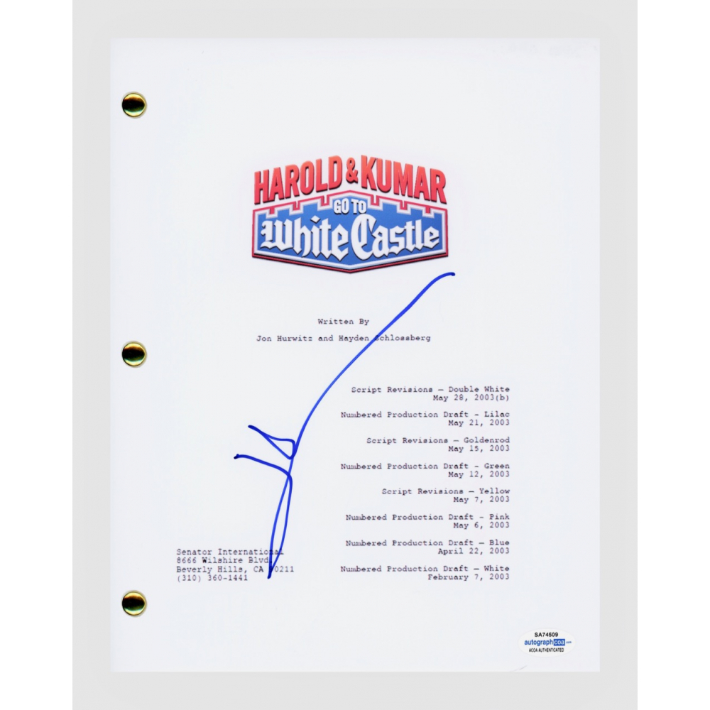 John Cho Signed "Harold & Kumar Go To White Castle" Movie Script ...