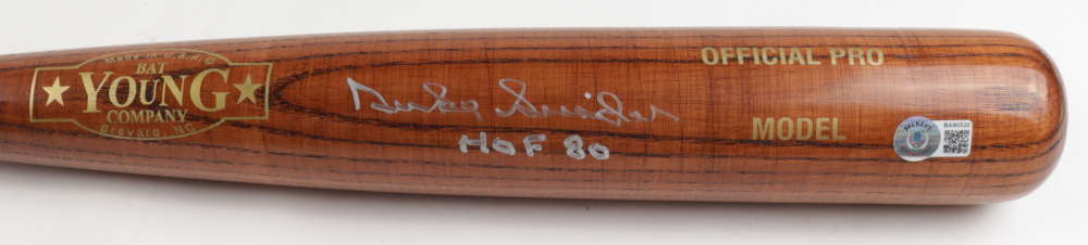 Duke Snider Signed Young Bat Company Baseball Bat Inscribed "HOF 80 ...