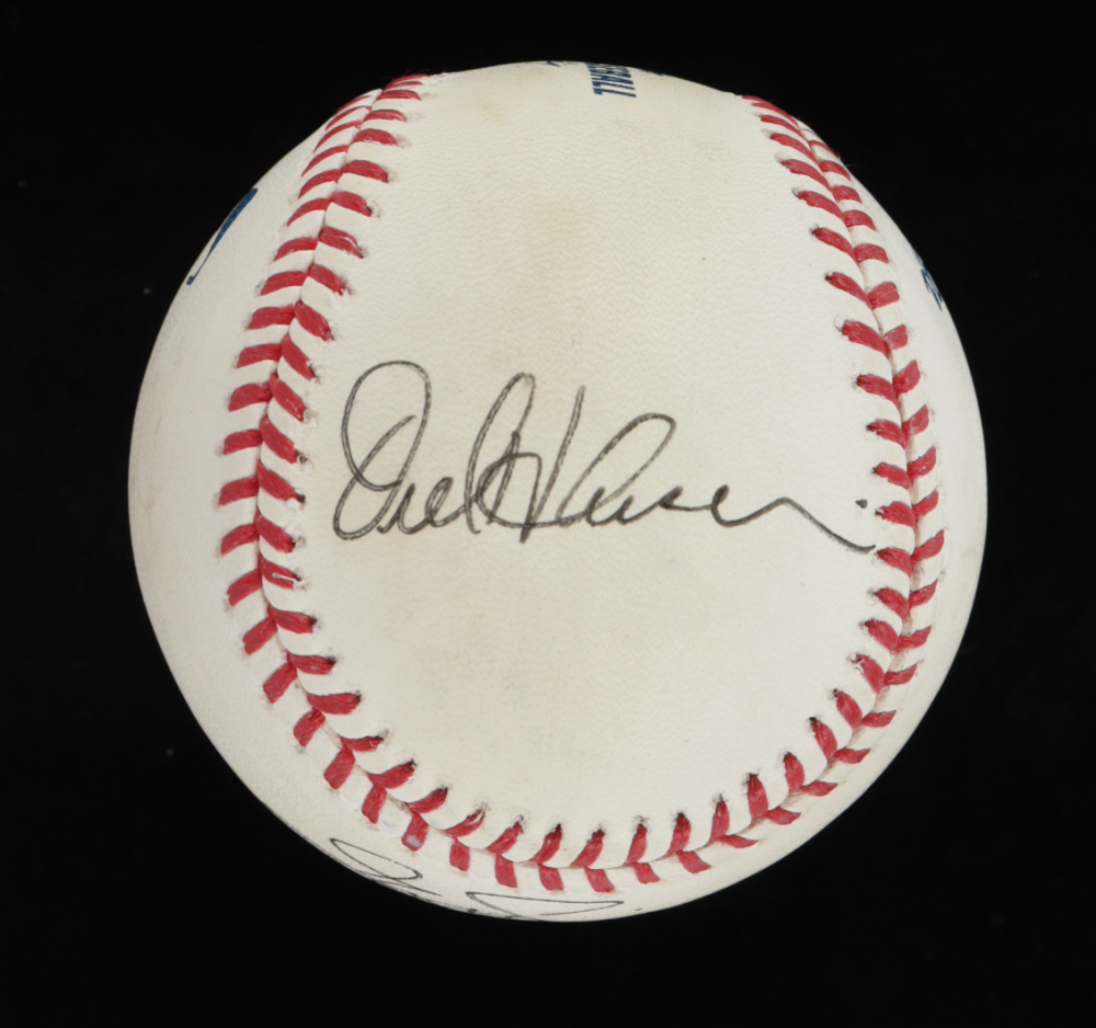 OML Baseball Signed by (5) with Orel Hershiser, Warren Morris, Greg ...