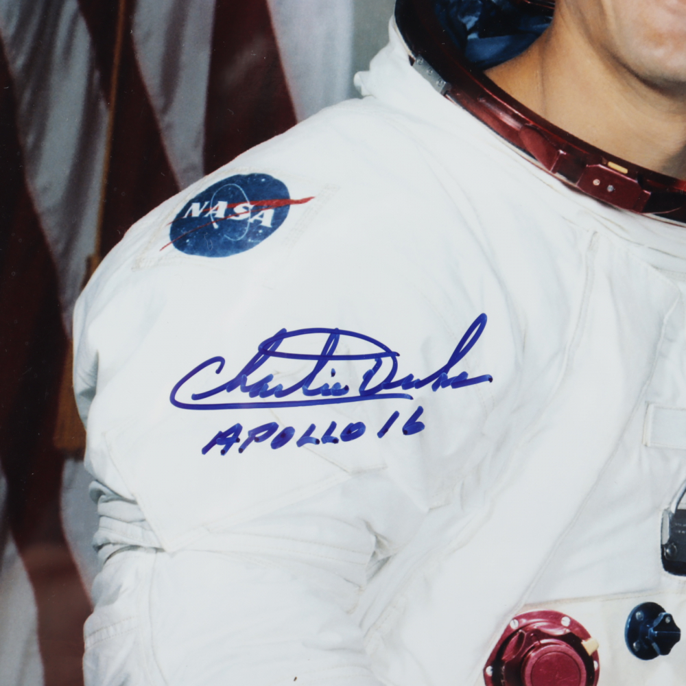 Charlie Duke Signed 22x26 Custom Framed Photo Inscribed "Apollo 16 ...