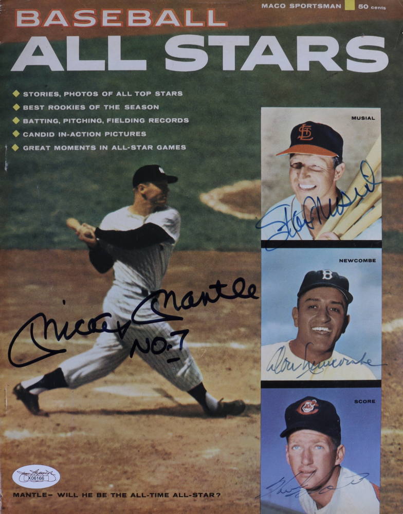1957 Baseball All Stars Magazine Signed by (4) with Mickey Mantle, Stan ...