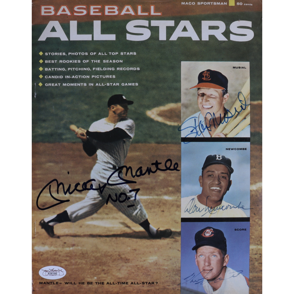 1957 Baseball All Stars Magazine Signed by (4) with Mickey Mantle, Stan ...