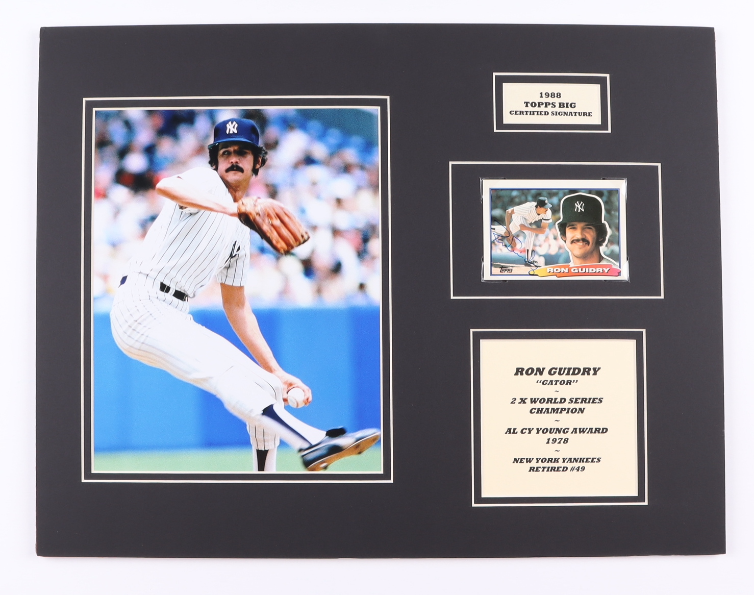 Ron Guidry Signed Yankees 14x18 Custom Matted 1988 Topps Big #50 Card ...