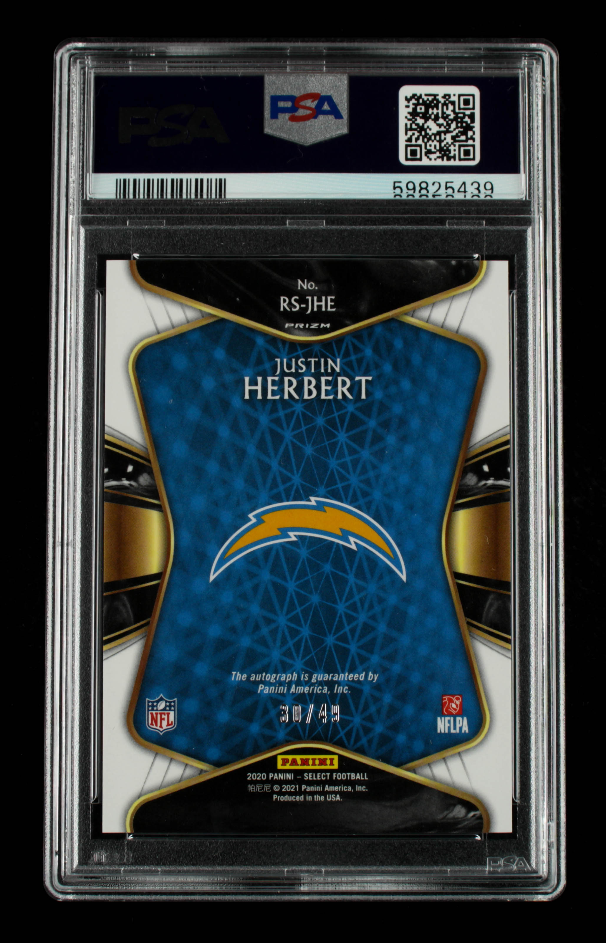 Justin Herbert 2020 Select Rookie Signatures Prizm #4 RC #30/49 (PSA 8. ...