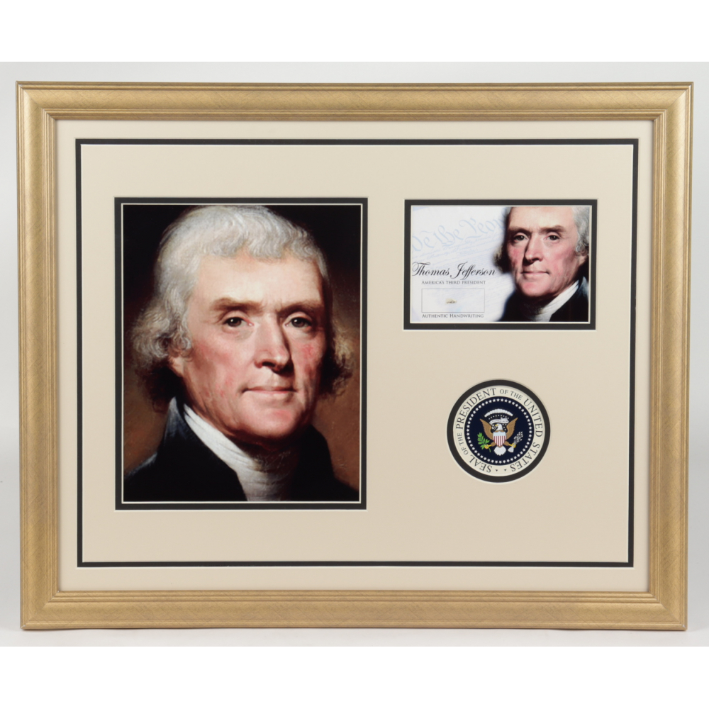 Thomas Jefferson 18x22 Custom Framed Display with (1) Hand-Written Word ...