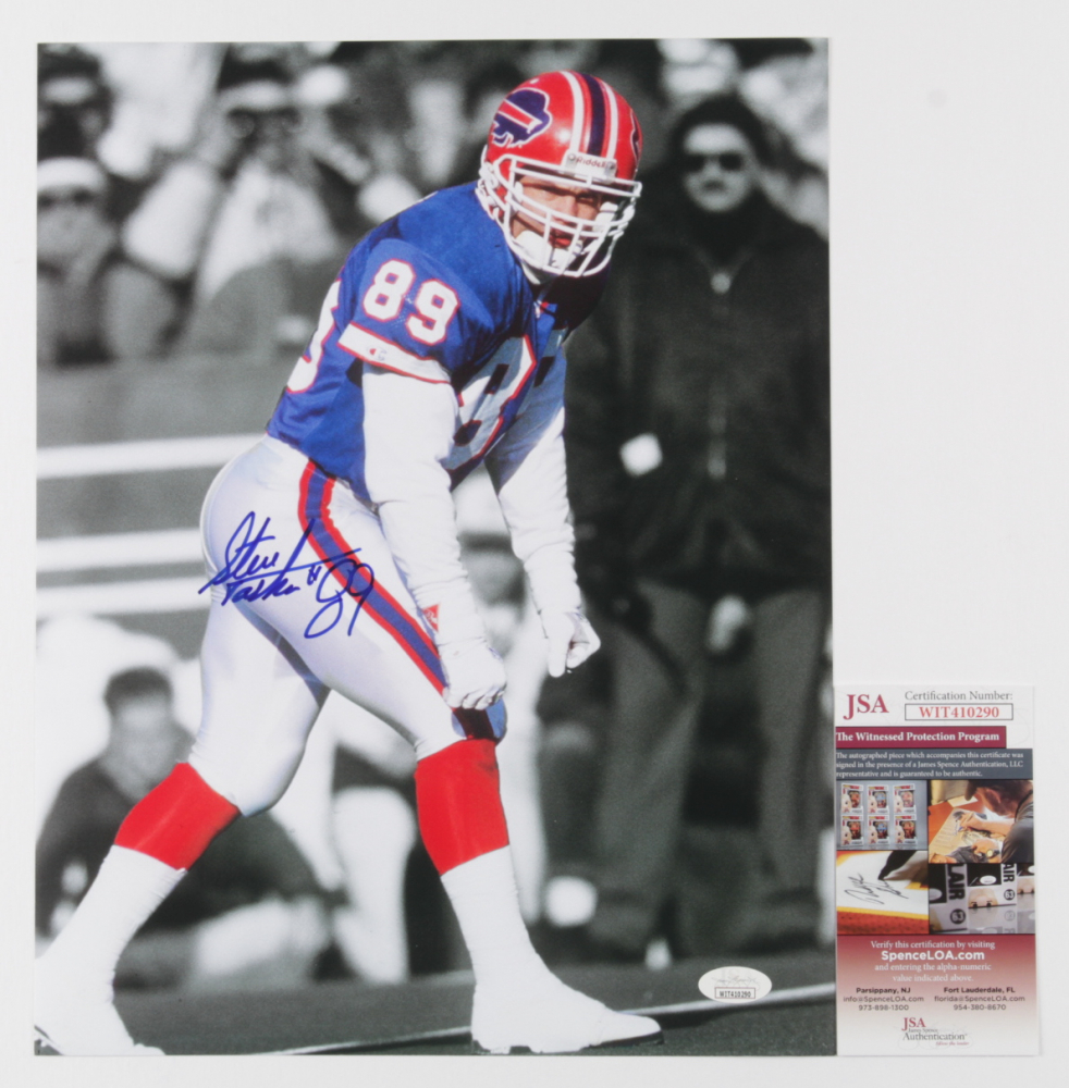 Steve Tasker Signed Bills 11x14 Photo (JSA COA) | Pristine Auction